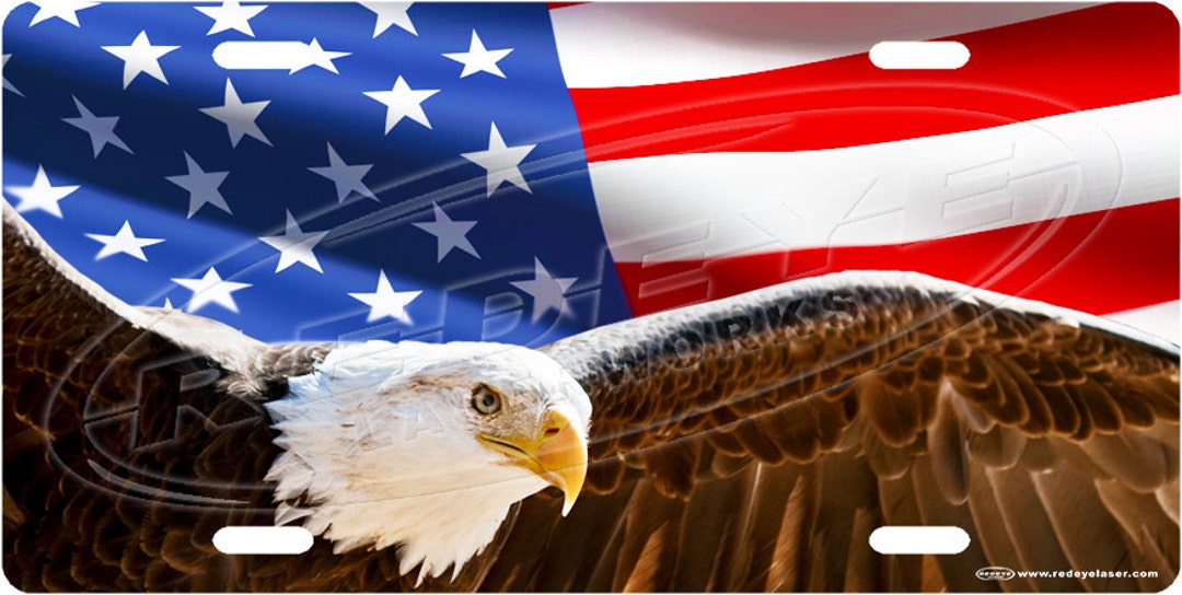 American Eagle Patriotic License Plate Tag - Etsy