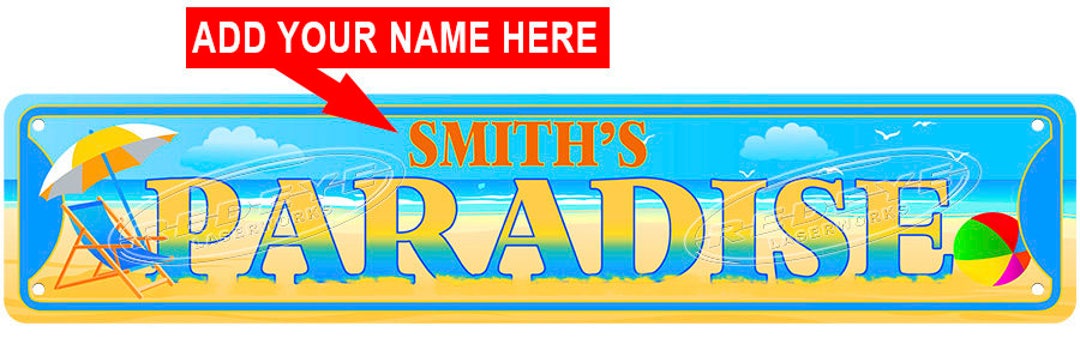 Personalized Paradise Beach Street Sign From Redeye Laserworks - Etsy