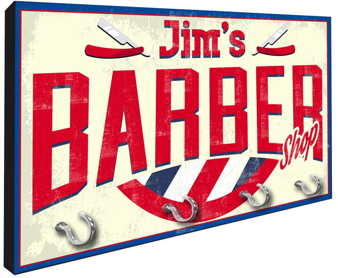 Personalized Barber Shop Key Hanger Rack From Redeye Laserworks - Etsy