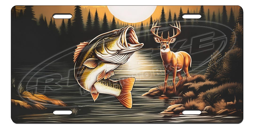 Hunting & Fishing License Plate Tag, Deer Hunting License Plate ...