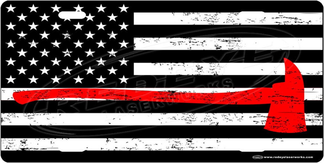 American Flag Firefighter Axe License Plate Tag - Etsy