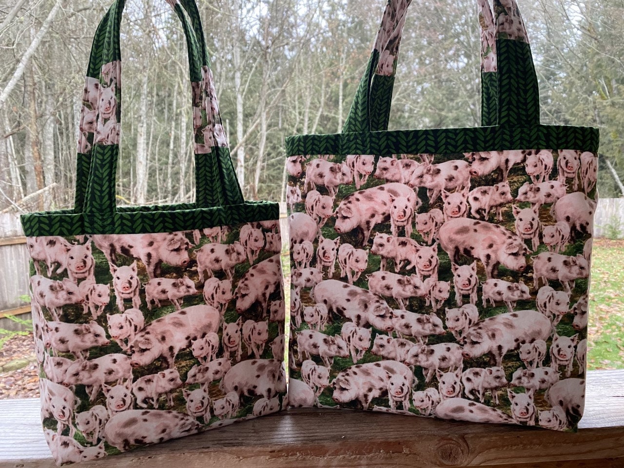 Furry Friends Themed Pocket Tote Bags. School/work/toys/shopping/gifts ...