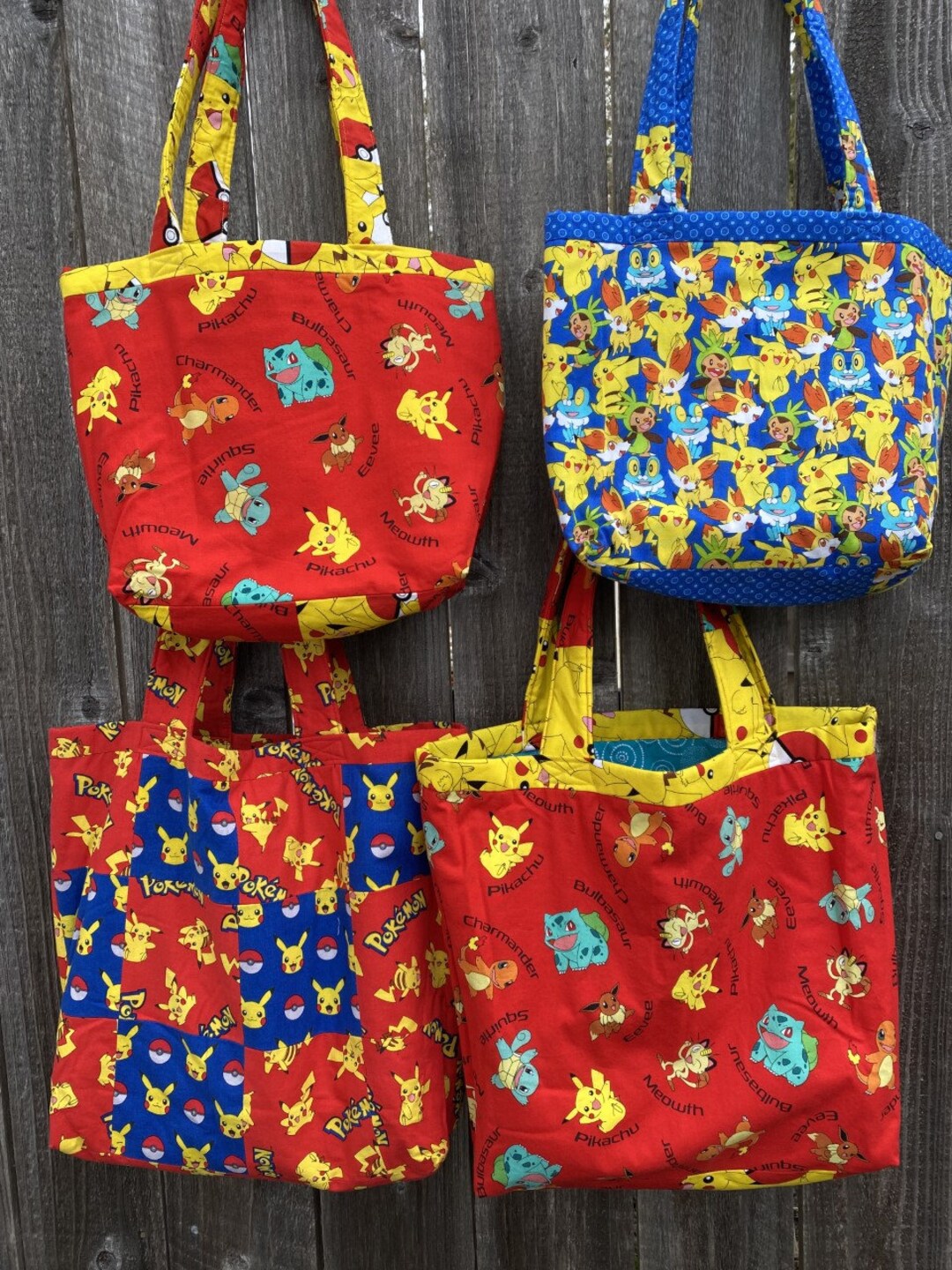 Video Game Themed Pocket Tote Bags. Cute and Colorful Pokemon Totes ...