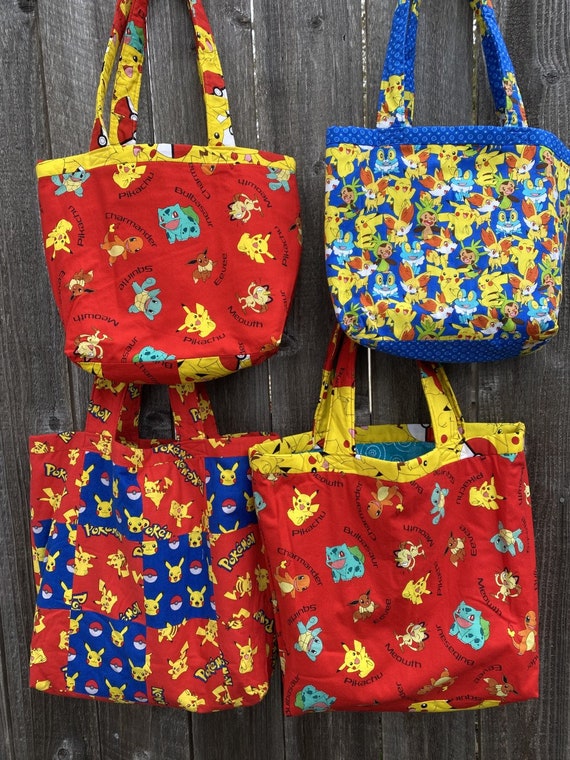Video Game Themed Pocket Tote Bags. Cute and Colorful Pokemon - Etsy
