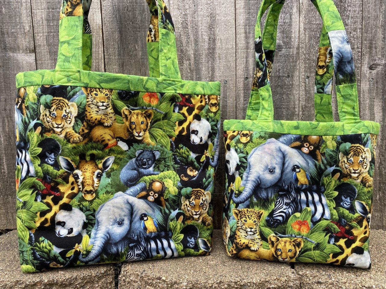 Furry Friends Themed Pocket Tote Bags. School/work/toys/shopping/gifts ...