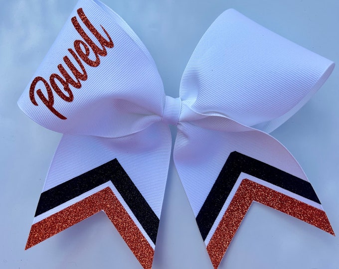 Custom Cheer Hairbow You Pick Ribbon Color and Glitter Rec Cheer ...