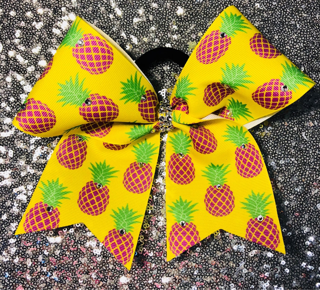 Pineapple Cheer Bow With Rhinestones - Etsy