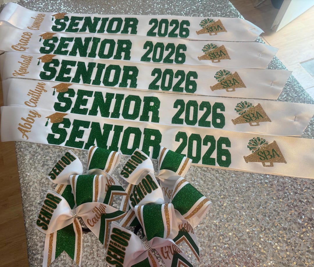 Senior Sash Cheerleading and Senior Cheer Hairbow Customized in Your ...