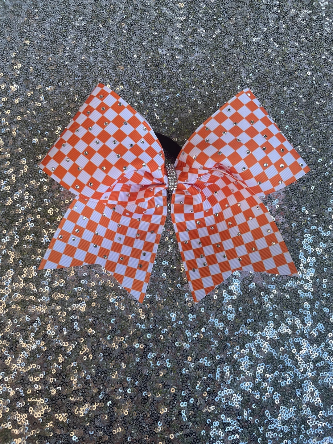 Tennessee Orange and White Checkered Cheer Bow With Rhinestones - Etsy