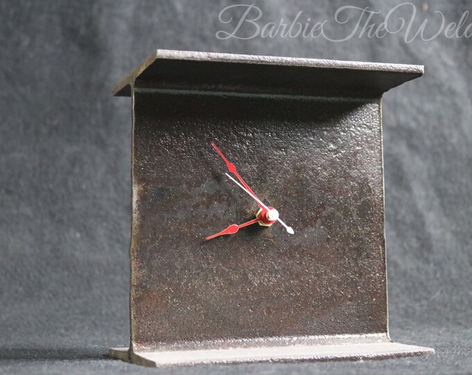 Industrial I Beam Desk Clock Mantel Welded Metal Scrap Art - Etsy