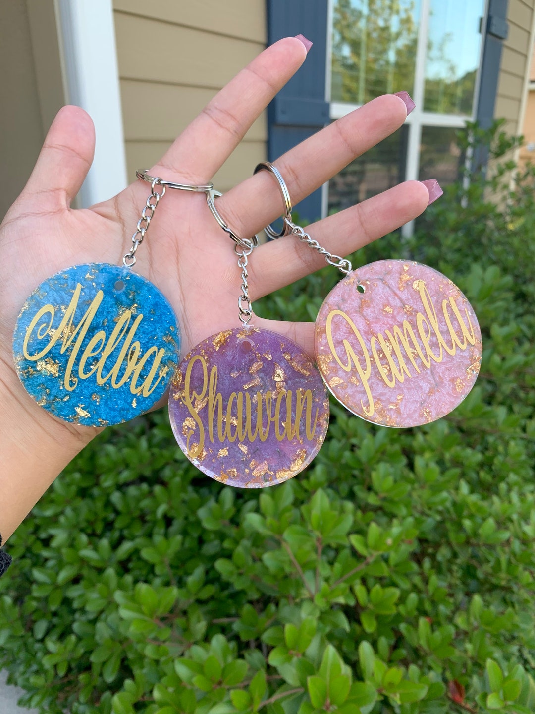 Birthday Gift, Anniversary, Holiday Gift, Circle Resin Custom Keychain ...