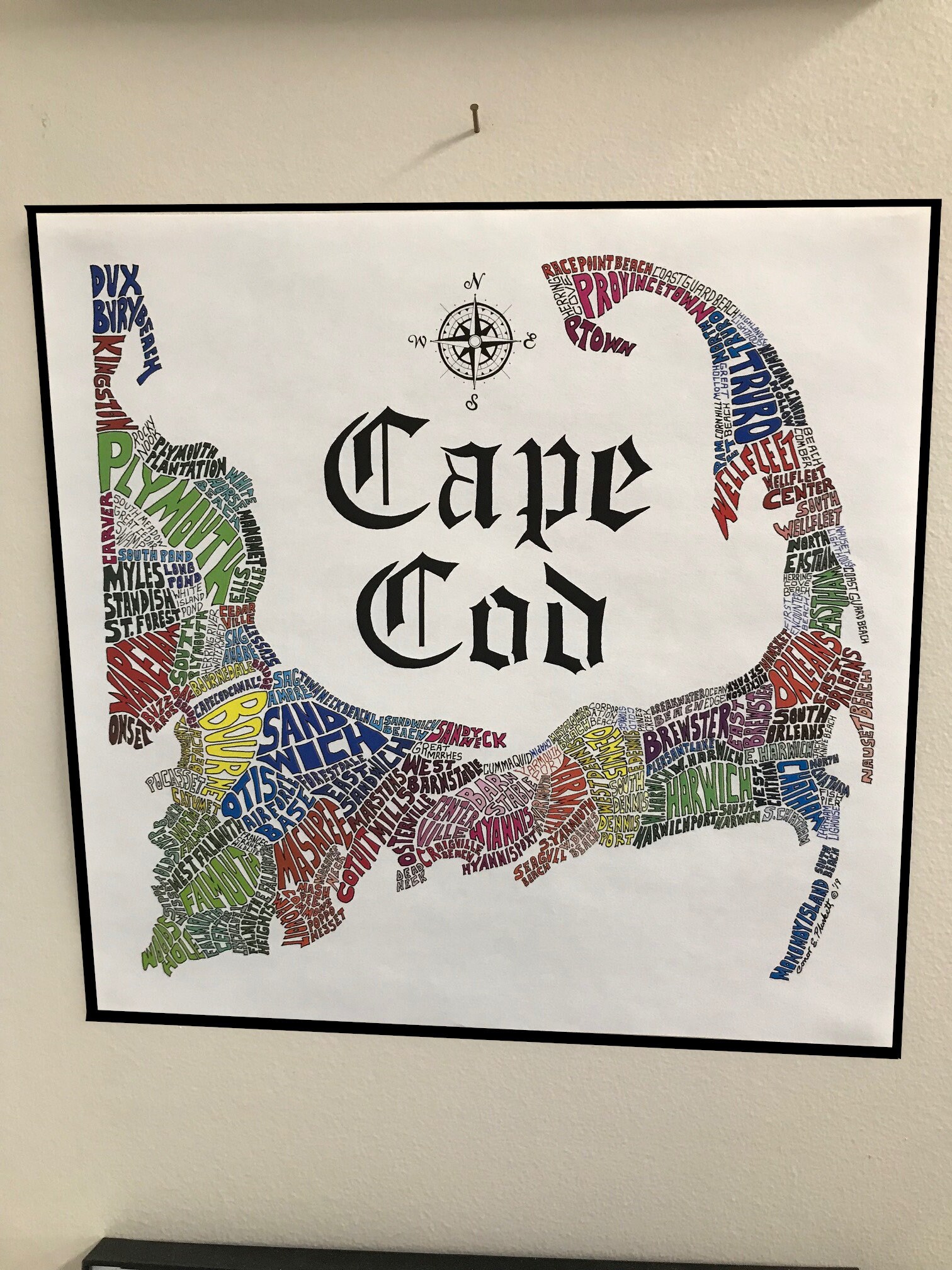 Cape Cod Word Map 8.375x8 Drawing - Etsy