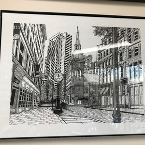 Boston's Downtown Crossing Drawing 10.1875x8" - Etsy