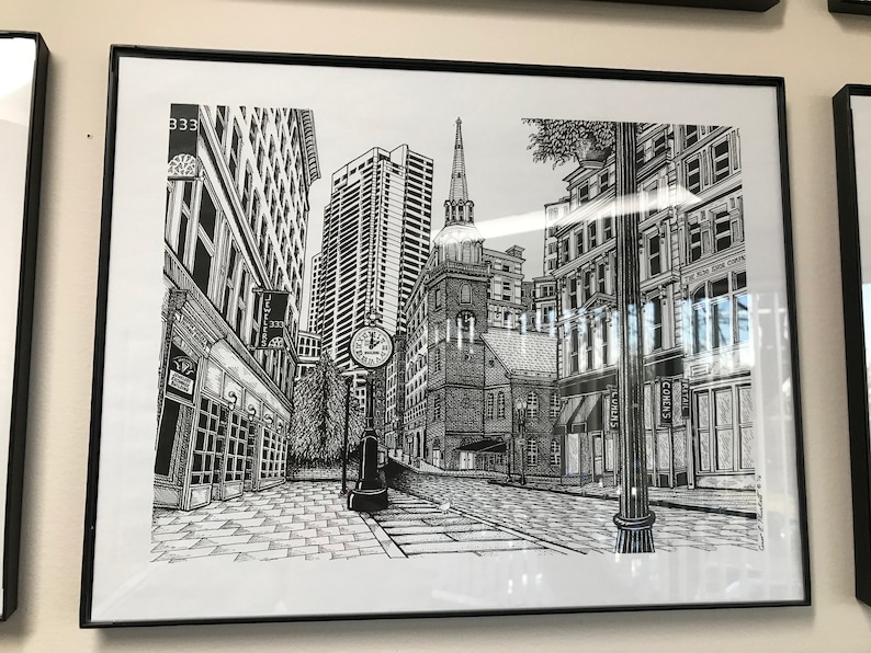 Boston's Downtown Crossing Drawing 10.1875x8" - Etsy