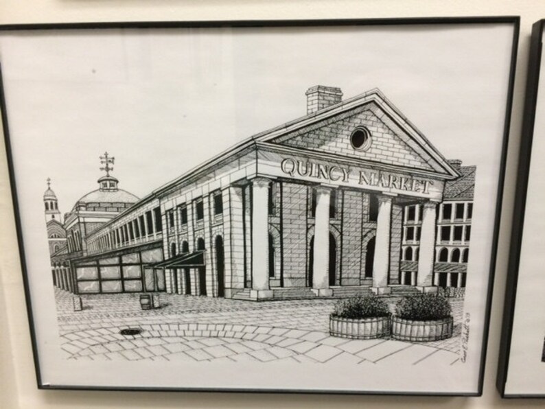 Boston's Quincy Market 10.25x8 Drawing - Etsy