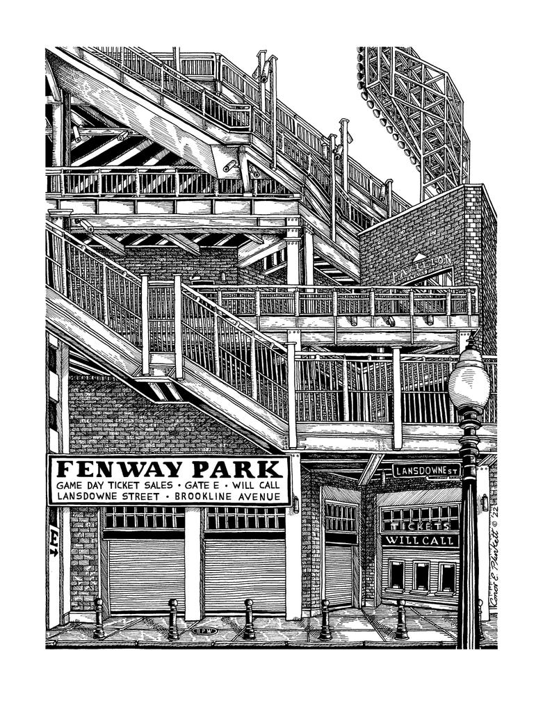 Fenway Park Boston Gate E 8x10 Drawing - Etsy