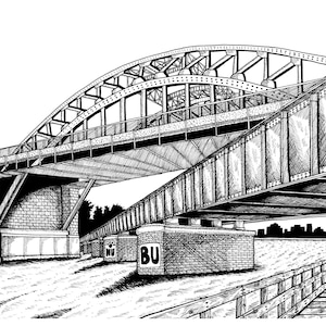 Boston's B.U. Bridge 10.25x8" Drawing - Etsy
