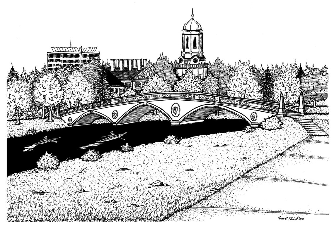 Harvard Weeks Footbridge 10.375x8 Drawing - Etsy