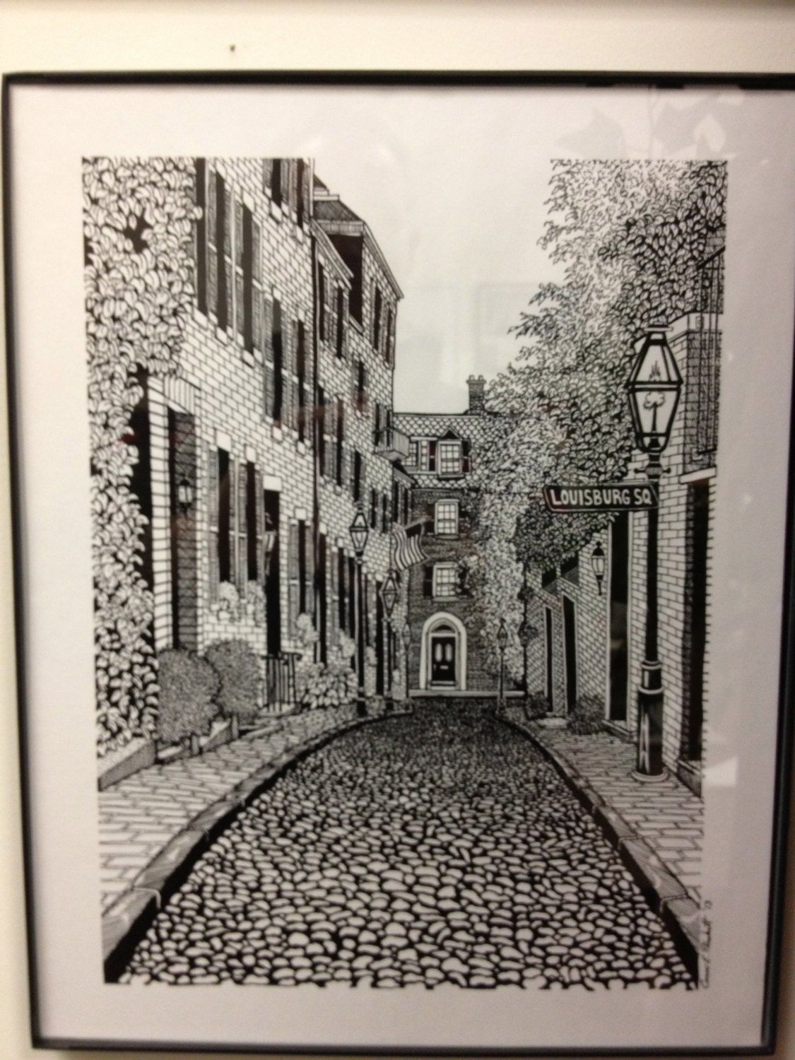 Acorn Street Boston 8.5x11 Drawing - Etsy