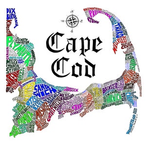 Cape Cod Word Map 8.375x8 Drawing - Etsy