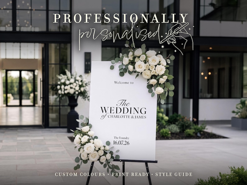 Personalised Printed Wedding Welcome Sign | Custom Colour | Foam Board ...