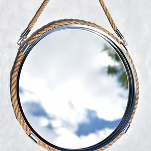 Nautical Mirror, Rope Mirror, Coastal Mirror, Wall Hanging Mirror, Jute ...