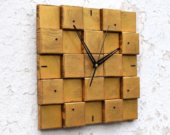 Modern Square Wooden Wall Clock - Etsy