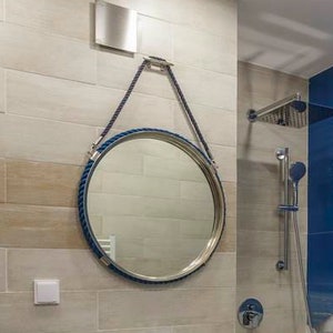 Nautical Rope Mirror for Bathroom in Coastal Blue - Oval Nautical ...
