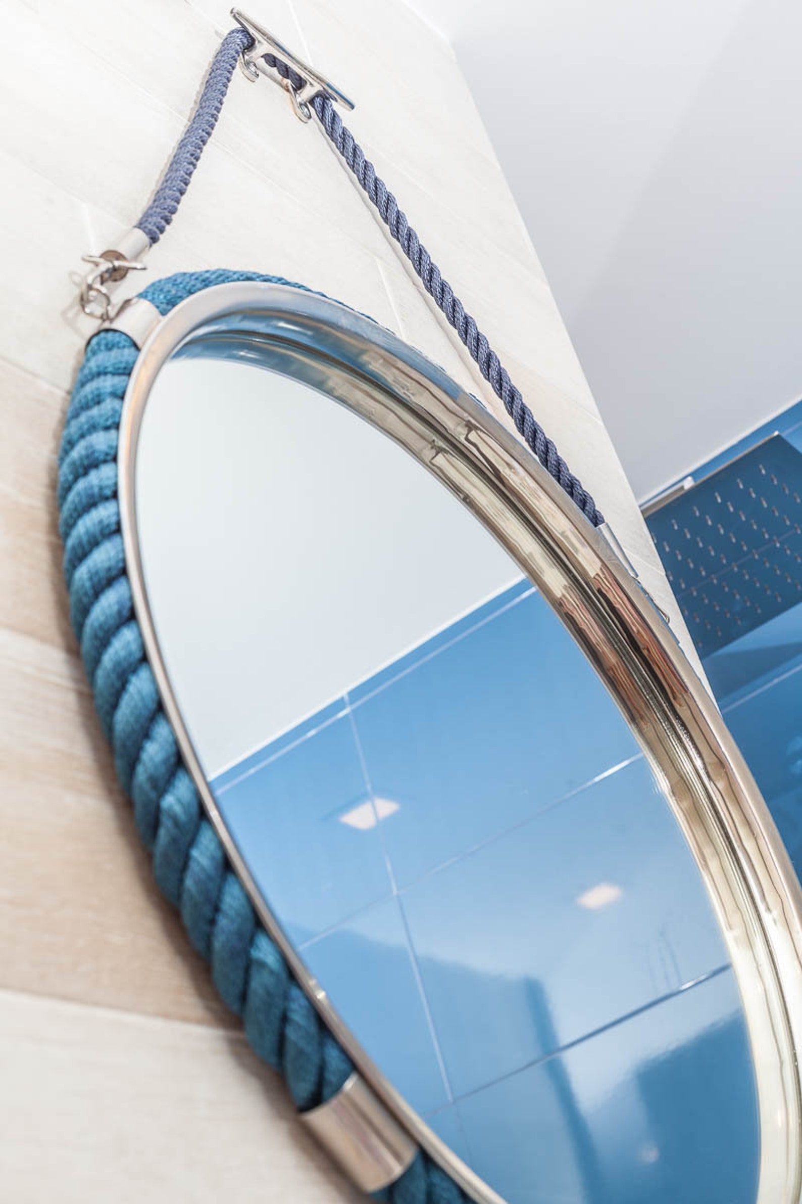 Nautical Rope Mirror for Bathroom in Coastal Blue Oval - Etsy