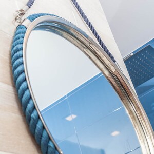 Nautical Rope Mirror for Bathroom in Coastal Blue Oval - Etsy