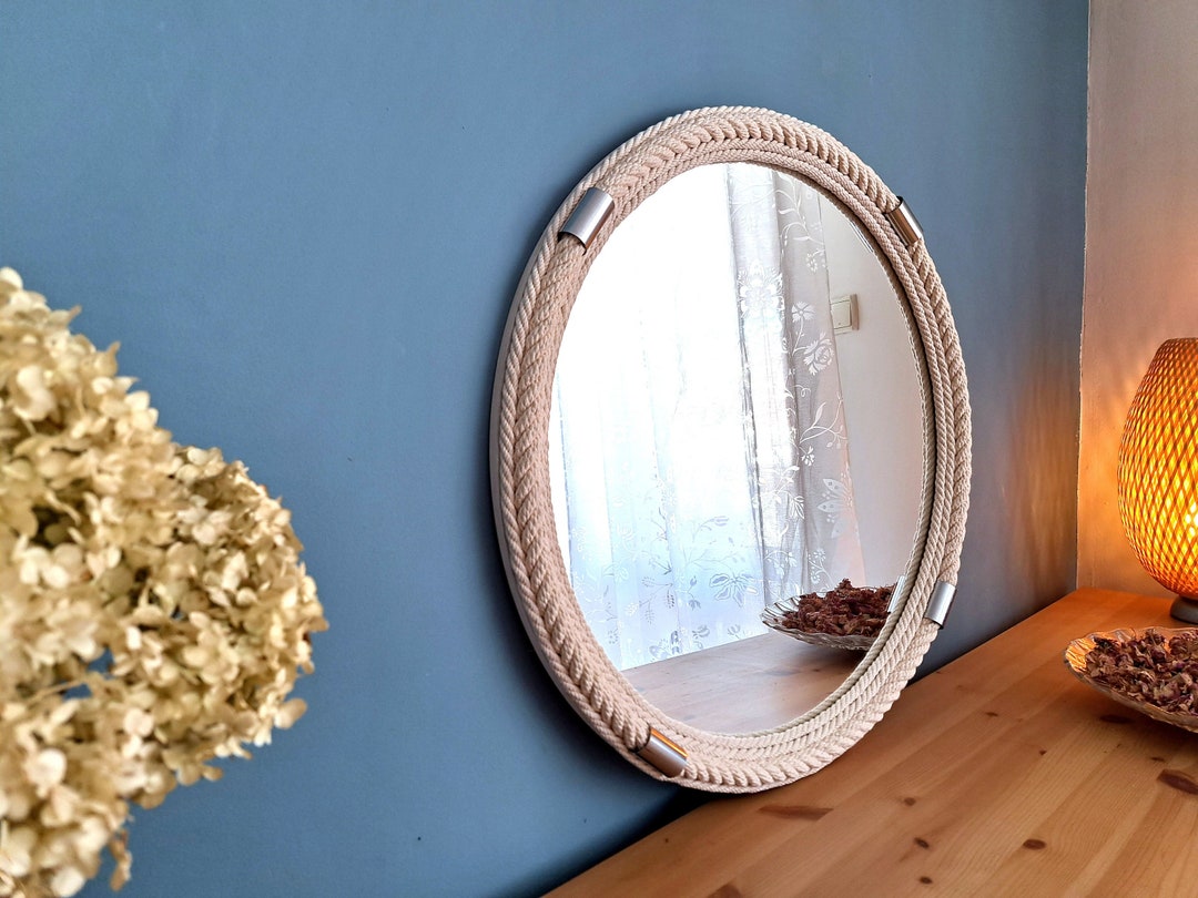Nautical Rope Mirror With Round Shape - Bathroom Mirror for Wall ...