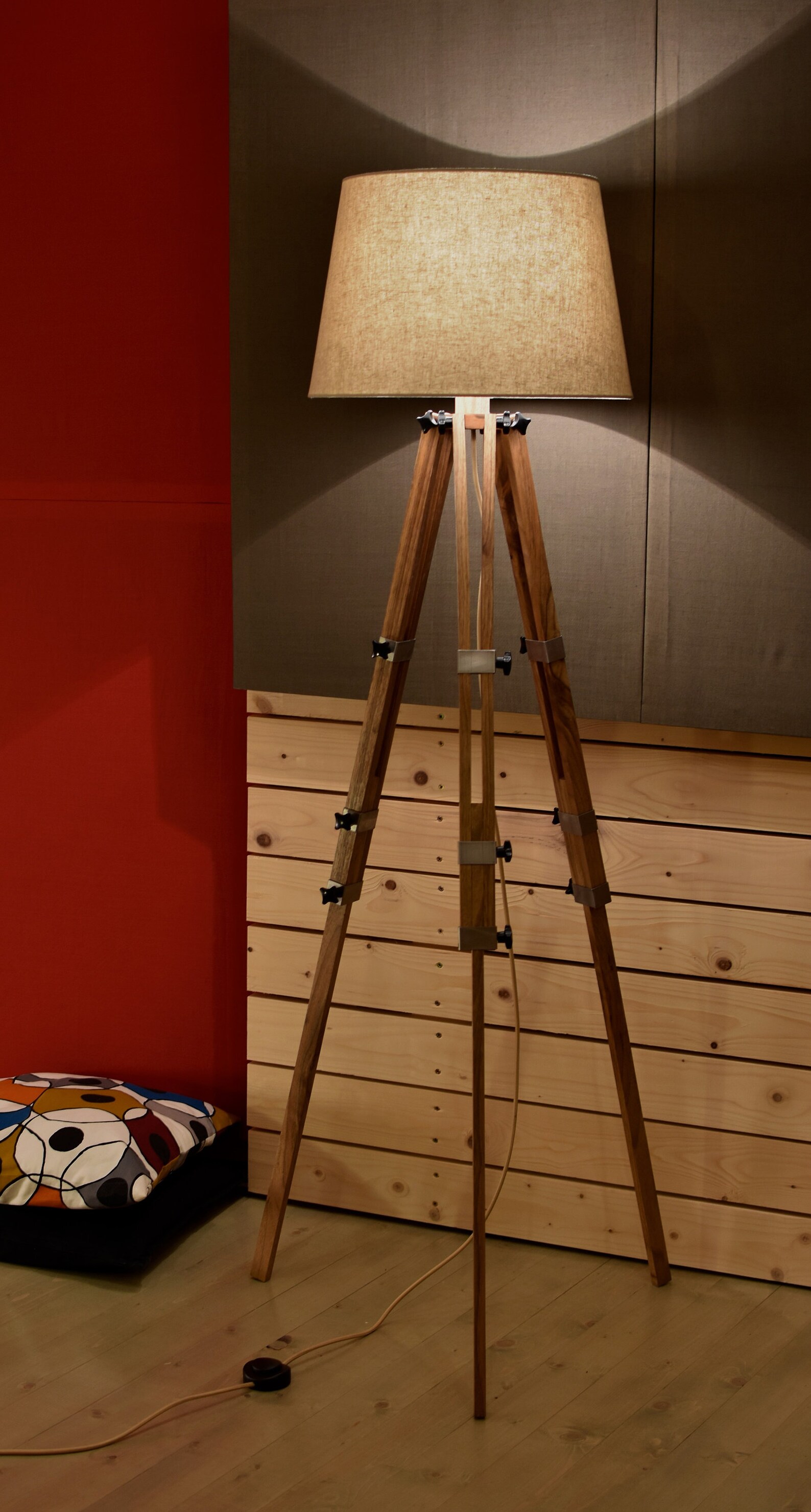 Wood Floor Lamp Burgundy Interior Lamp Industrial Lamp Oak - Etsy