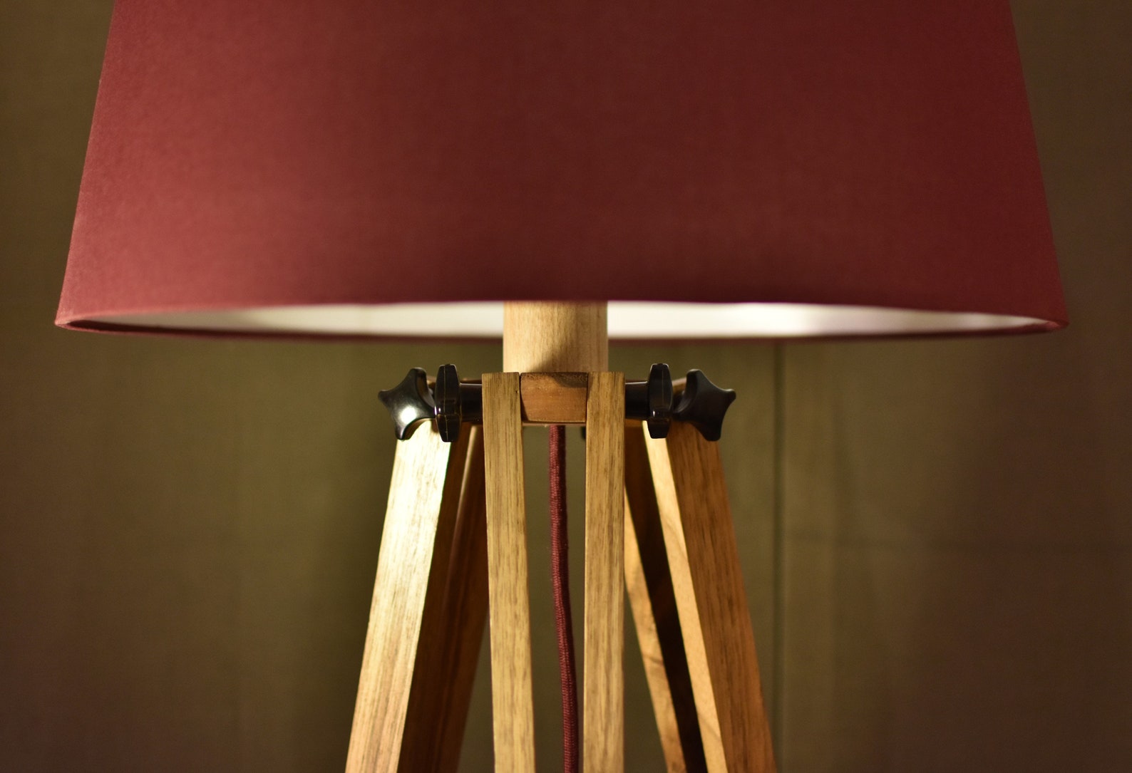 Wood Floor Lamp Burgundy Interior Lamp Industrial Lamp Oak | Etsy