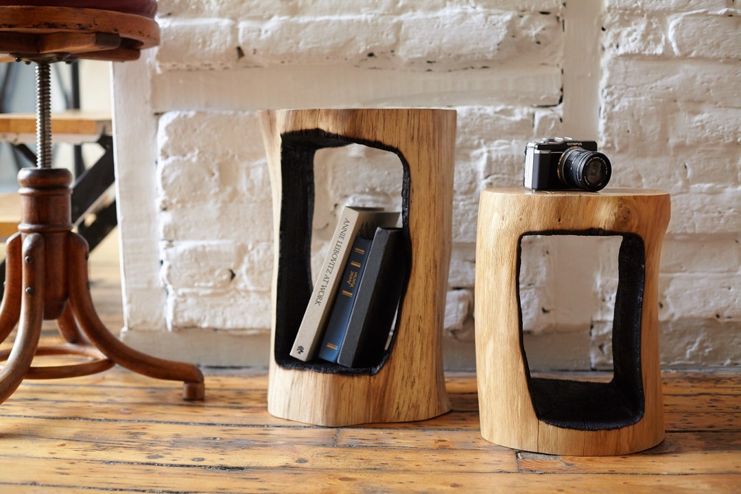 Rustic Tree Stump Side Table Set: Cabin Decor, Wood End Tables - Etsy
