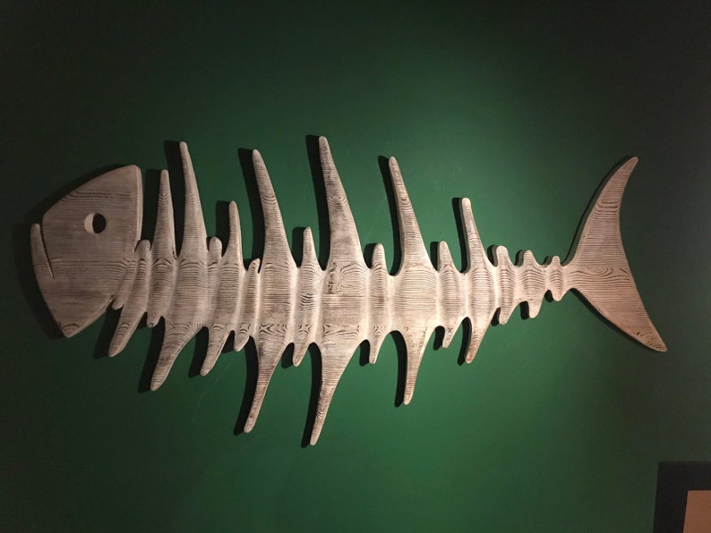 Wall Mounted Wooden Bone Fish Sculpture. Floating Bone Fish - Etsy