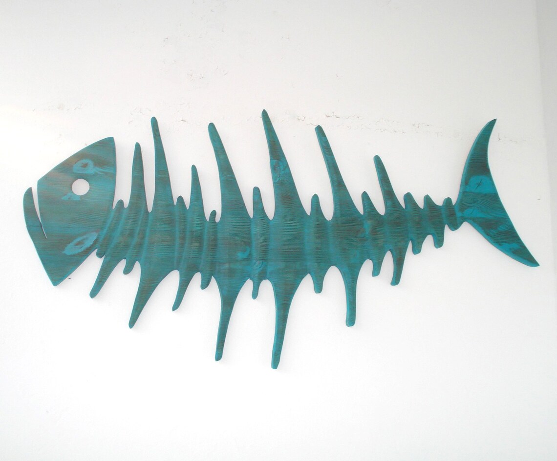 Wall Mounted Wooden Bone Fish Sculpture. Floating Bone Fish - Etsy