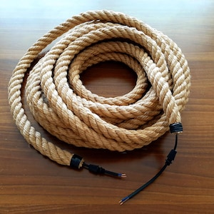 Twisted Jute Rope Light Cord: Rustic Farmhouse Lighting Cable, Rope ...