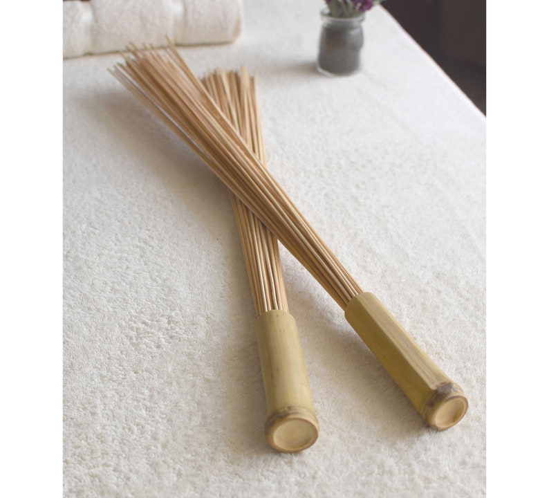 Set of 2 Massage Bamboo Broom, Hammer Tapotement Sticks, Natural Bamboo ...