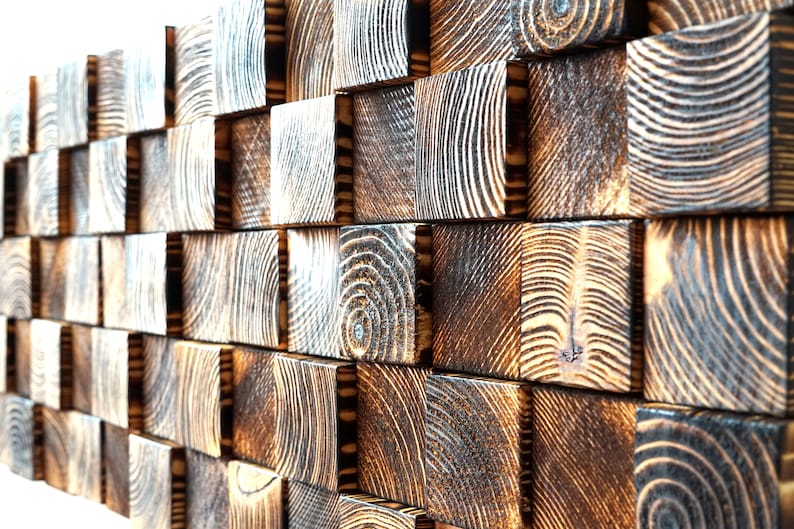 Rustic Wood Mosaic Wall Art: Bedroom Decor (38”x 12”) - Etsy