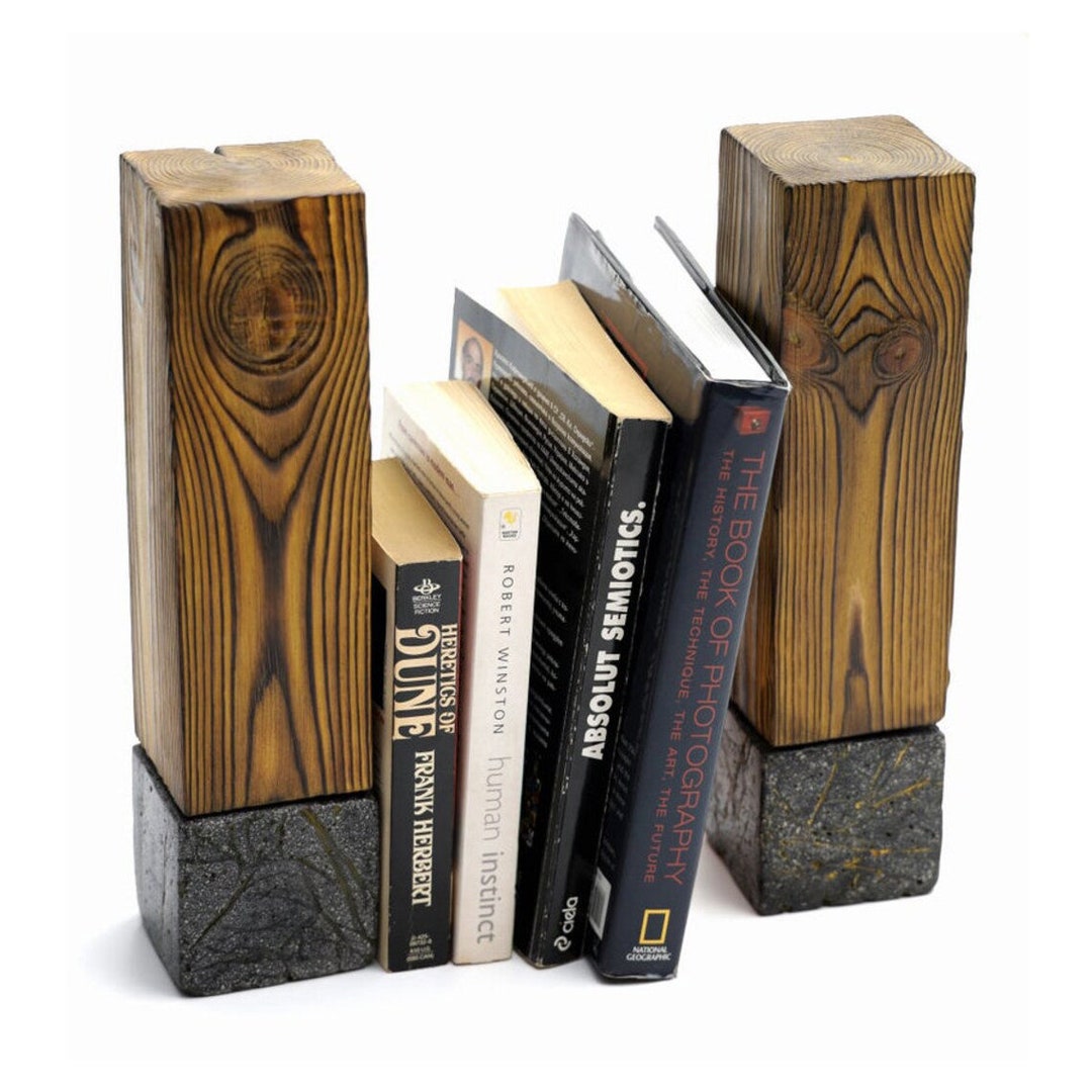 Set of Wooden Bookends Perfect Minimalist Library Decor Made From Wood ...