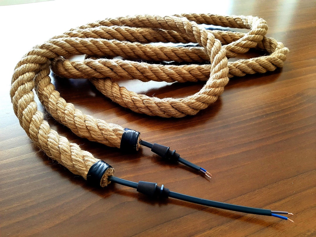 Twisted Jute Rope Light Cord: Rustic Farmhouse Lighting Cable ...