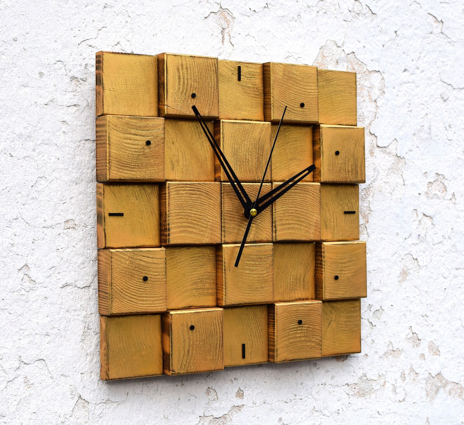 Wooden Square Clock Wood Blocks Clock Modern Wall Clock - Etsy