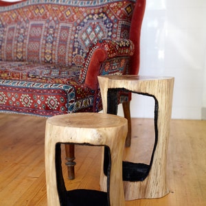 Rustic Tree Stump Side Table Set: Cabin Decor, Wood End Tables - Etsy