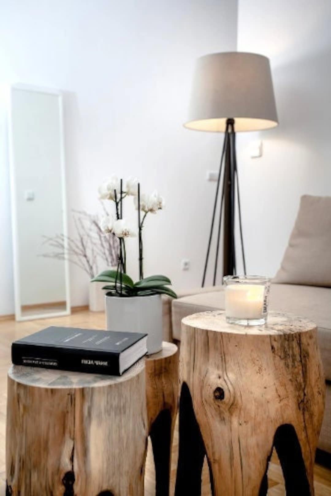 Wooden Side Table, Modern Farmhouse Coffee Table, Stump Nightstand ...
