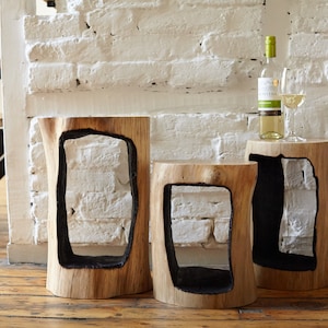 Wood Sump Tables Set of 3 Tree Strum Tables Modern Farmhouse - Etsy
