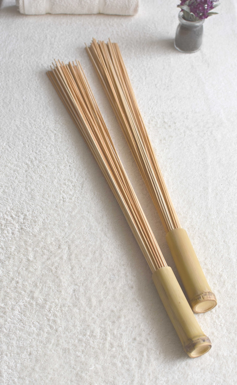 Set of 2 Massage Bamboo Broom, Hammer Tapotement Sticks, Natural Bamboo ...
