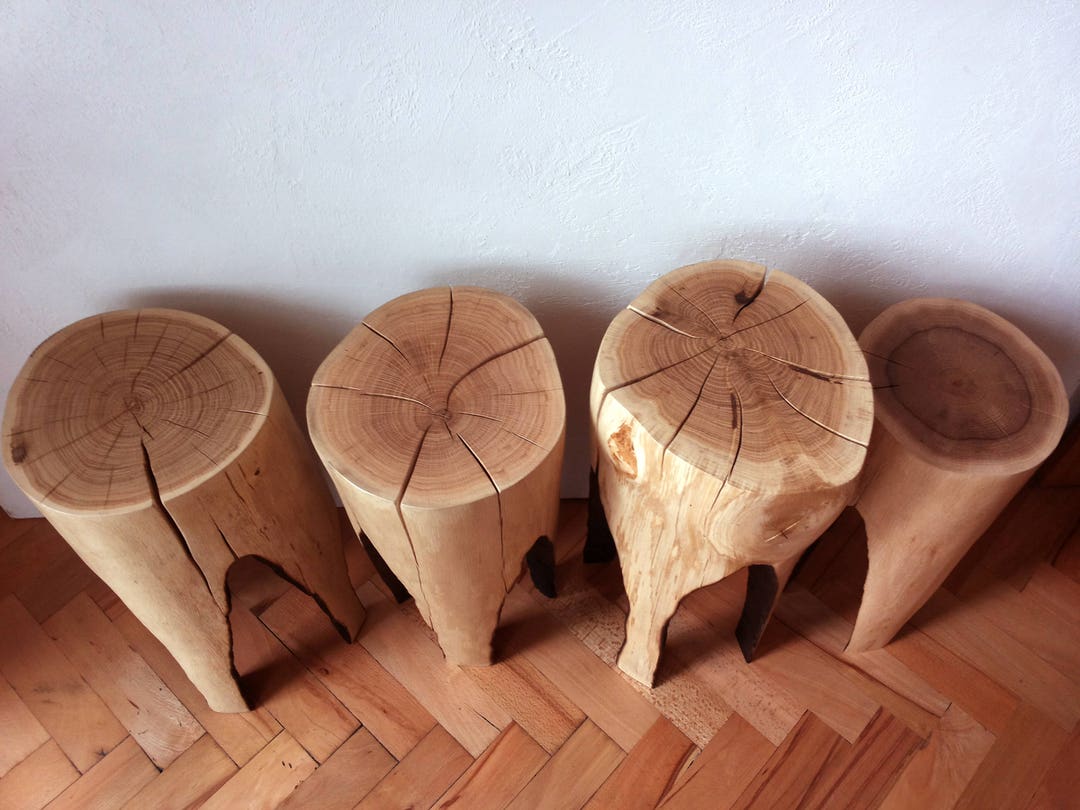 Tree Stump Log Stools, Natural Burned Log Stools, Farmhouse Furniture ...