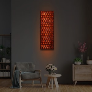 Vertical Wood Led Wall Art Backlit Lighted - Rustic Modern Led Wall Art ...
