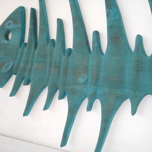 Wall Mounted Wooden Bone Fish Sculpture - Floating Bone Fish Made of ...