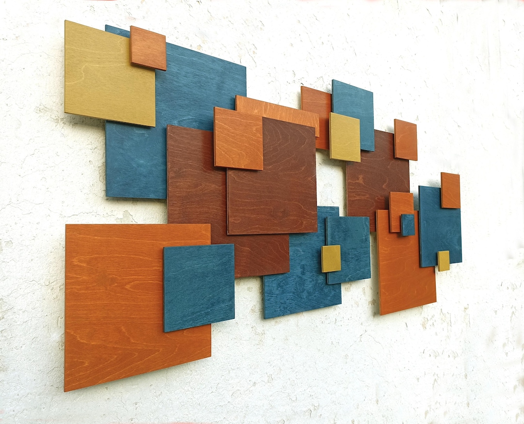 Wooden Wall Art, Plywood Wall Art, Horizontal Wooden Wall Decor, Mosaic ...